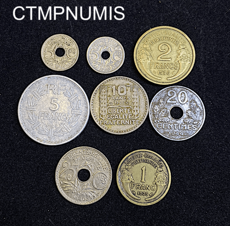 MONNAIE FRANCAISE LOT DE 8 MONNAIES MODERNES PEU COMMUNES - CTMP NUMIS ...